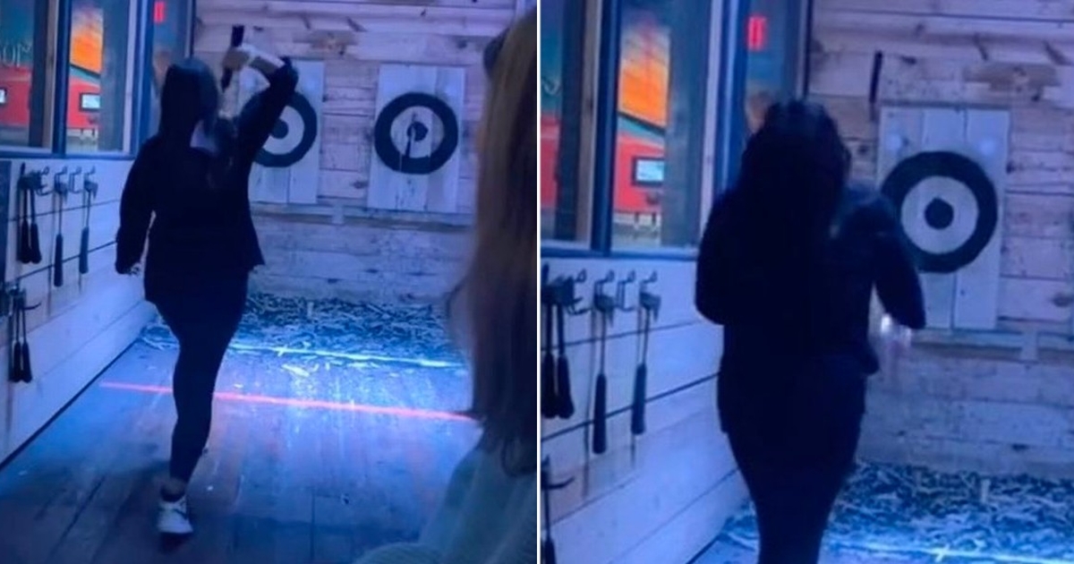 Hun kaster øksen efter skiven: Kort efter er det tæt på at gå helt galt