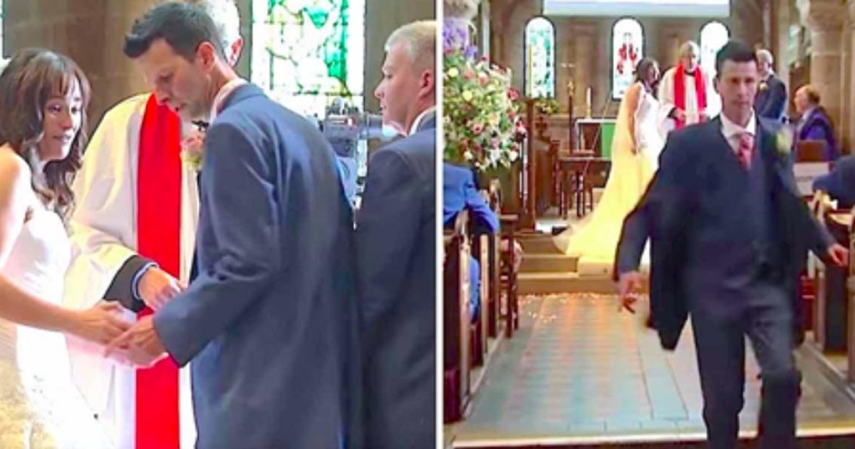 Brudgom forlader bruden ved alteret. Når han kom tilbage, begyndte gæsterne at grine